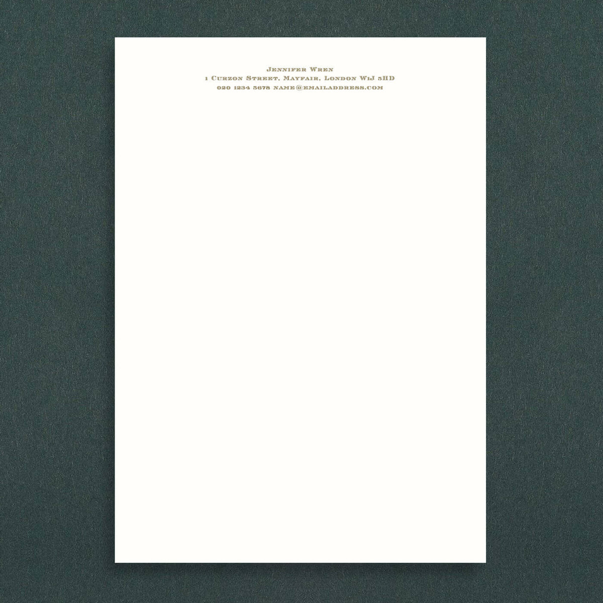 Engraved Letterhead Writing Paper, A4 | The Wren Press, London, UK