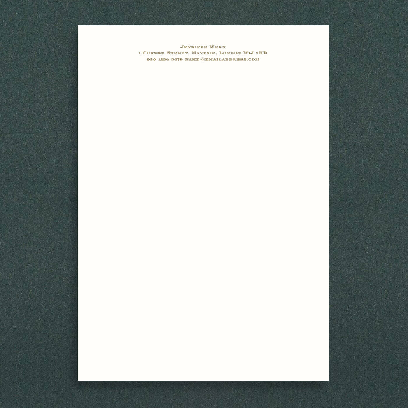 Engraved Letterhead Writing Paper, A4 | The Wren Press, London, UK