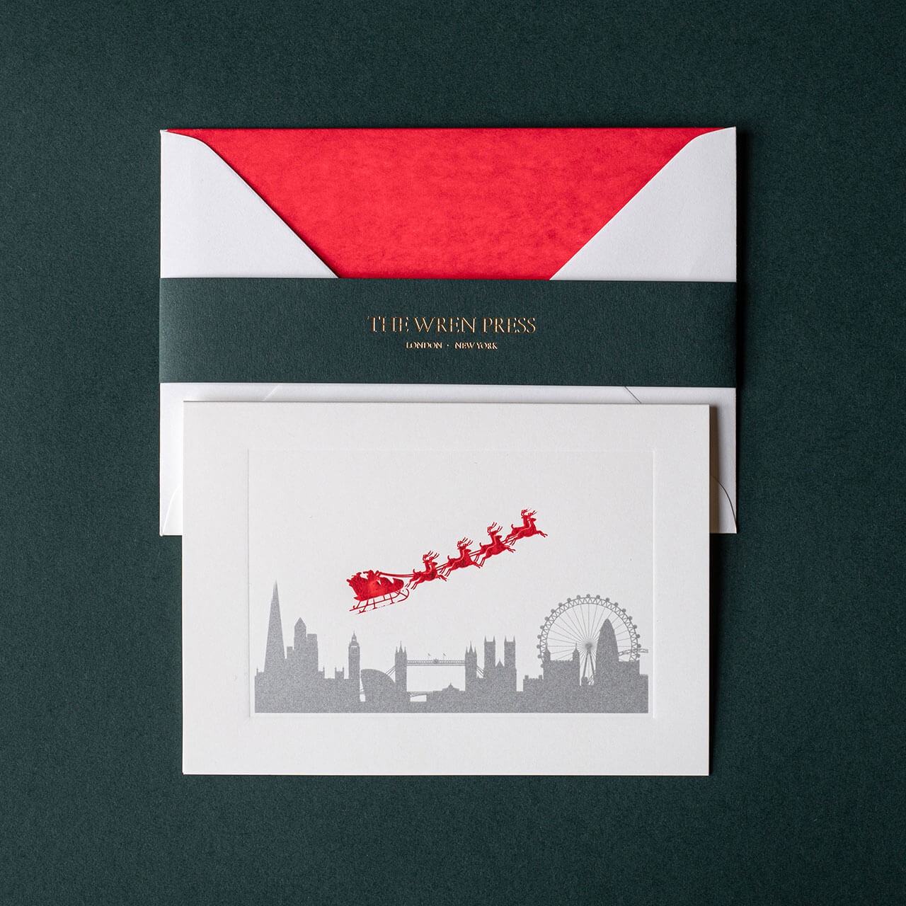 Santa Over London Engraved Christmas Cards | The Wren Press, Mayfair
